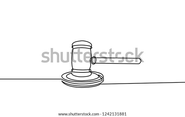 Continuous Line Drawing Hammer Judge On Stock Vector (Royalty Free ...