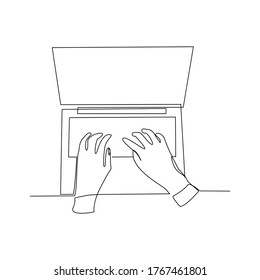 Continuous Line Drawing Hand Fingers Typing Stock Vector (Royalty Free ...