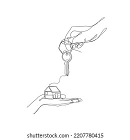 Continuous Line Drawing Hand Giving Key Stock Vector (Royalty Free ...
