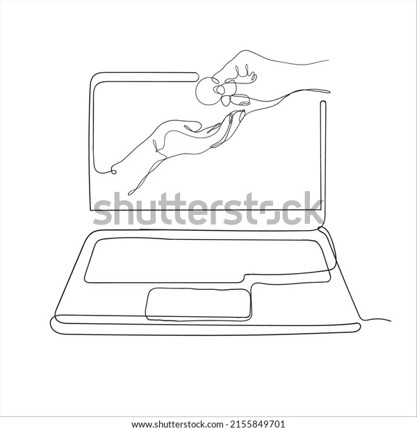 Continuous Line Drawing Hand Giving Receiving: เวกเตอร์สต็อก (ปลอดค่า ...