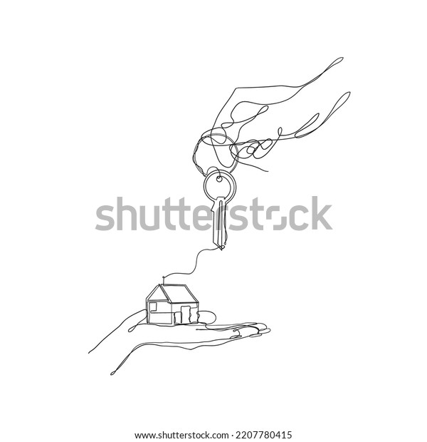 Continuous Line Drawing Hand Giving Key Stock Vector (Royalty Free ...