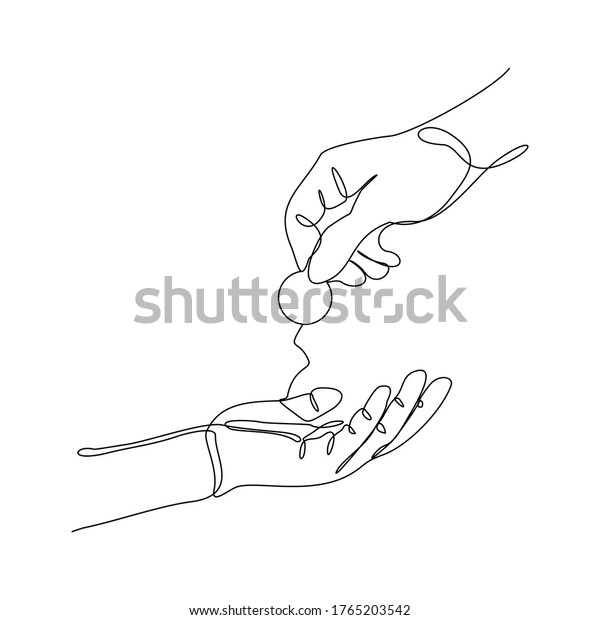 Continuous Line Drawing Hand Hold Money 库存矢量图（免版税）1765203542 | Shutterstock
