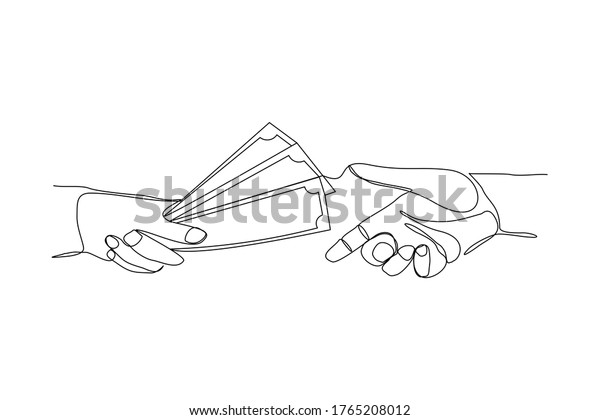 Continuous Line Drawing Hand Hold Money Stock Vector (Royalty Free ...