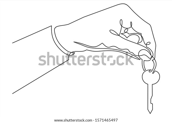 Continuous Line Drawing Hand Holds Keys Stock Vector (Royalty Free ...