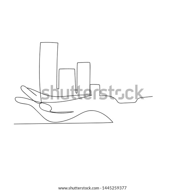 Continuous Line Drawing Hand Showing Growth 库存矢量图（免版税）1445259377 ...