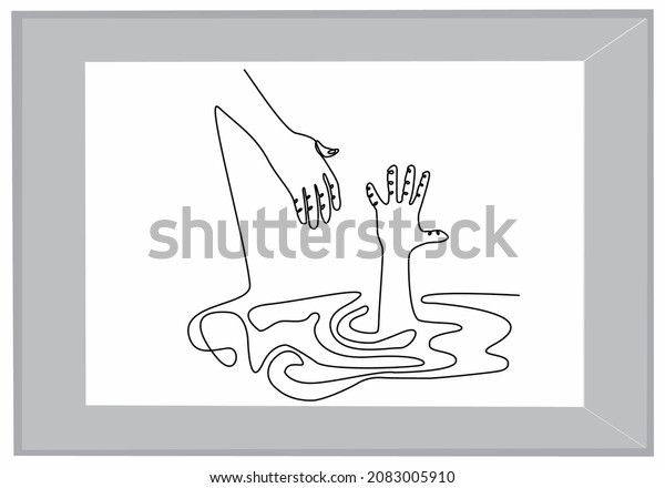 Continuous Line Drawing Hand Water Asking Stock Vector (Royalty Free ...