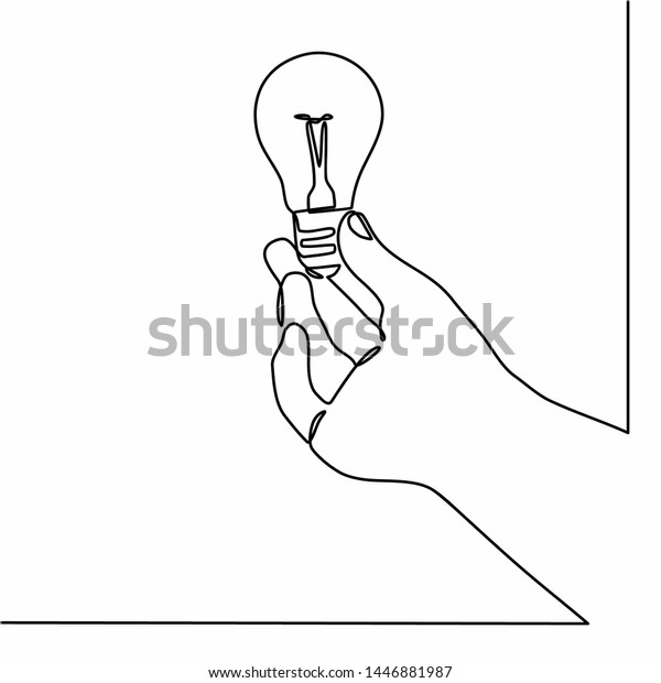 Continuous Line Drawing Hands Holding Light Stock Vector (Royalty Free ...