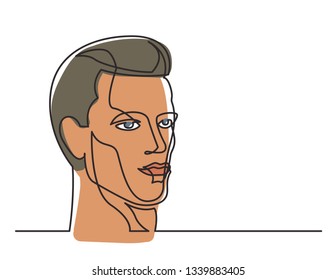 Continuous Line Drawing Handsome Man On Stock Vector (Royalty Free ...