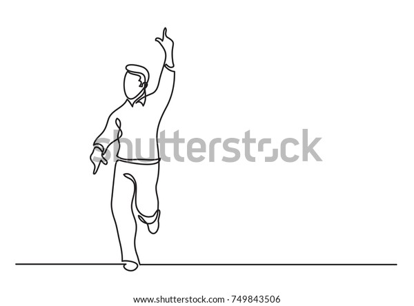 Continuous Line Drawing Happy Running Man Stock Vector (Royalty Free ...