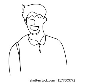 Continuous Line Drawing Happy Smiling Man Stock Vector (Royalty Free ...