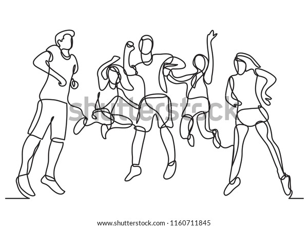 Continuous Line Drawing Happy Teenagers Jumping Stock Vector (Royalty ... Continuous Line Drawing Happy Teenagers Jumping Stock Vector (Royalty ...