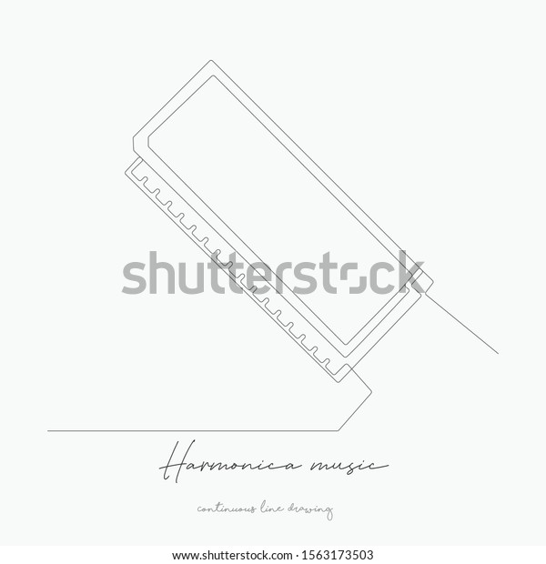 Continuous Line Drawing Harmonica Music Instrument 库存矢量图（免版税）1563173503 ...
