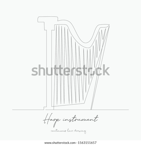Continuous Line Drawing Harp Instrument Simple Stock Vector (Royalty ...