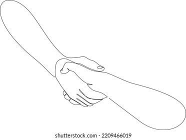 Continuous Line Drawing Helping Hand Concept Stock Vector (Royalty Free ...