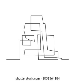 Continuous Line Drawing House Building Residential Stock Vector ...