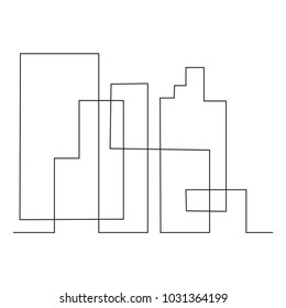Continuous Line Drawing House Building Residential Stock Vector ...