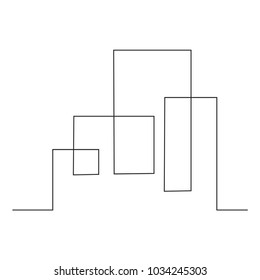 Continuous Line Drawing House Building Residential Stock Vector ...