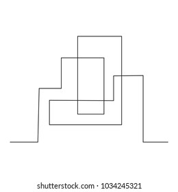 Continuous Line Drawing House Building Residential Stock Vector ...
