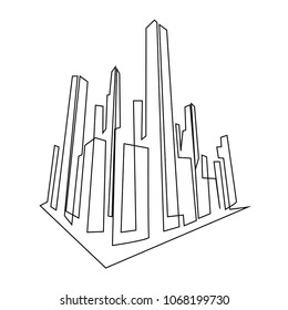 Continuous Line Drawing House Building Residential Stock Vector ...