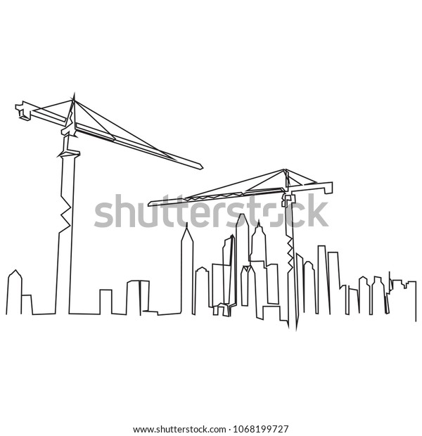Continuous Line Drawing House Building Residential Stock Vector ...