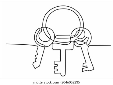 Continuous Line Drawing House Keys Real Stock Vector (Royalty Free ...
