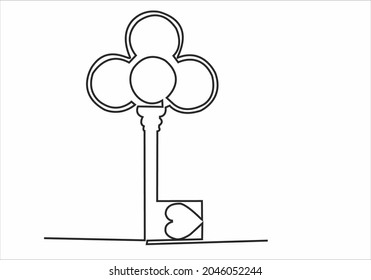 Continuous Line Drawing House Keys Real Stock Vector (Royalty Free ...