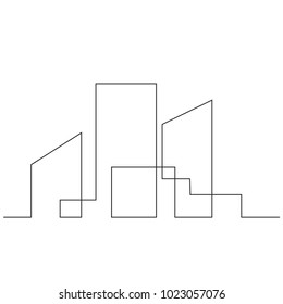 Continuous Line Drawing House Building Residential Stock Vector ...