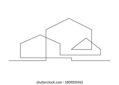 Continuous Line Drawing House Residential Building Stock Vector ...