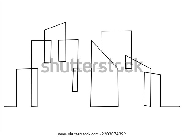 Continuous Line Drawing House Residential Building Stock Vector ...