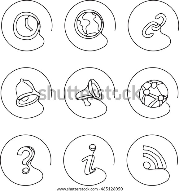 Continuous Line Drawing Icons Connections Information Stock Vector ...