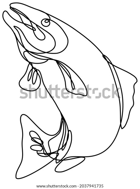 Continuous Line Drawing Illustration Lake Trout Stock Vector (Royalty ...