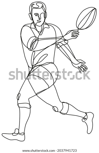 Continuous Line Drawing Illustration Rugby Union Stock Vector (Royalty ...