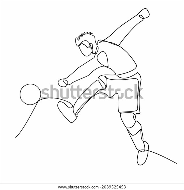 Continuous Line Drawing Illustration Showing Soccer Stock Vector ...