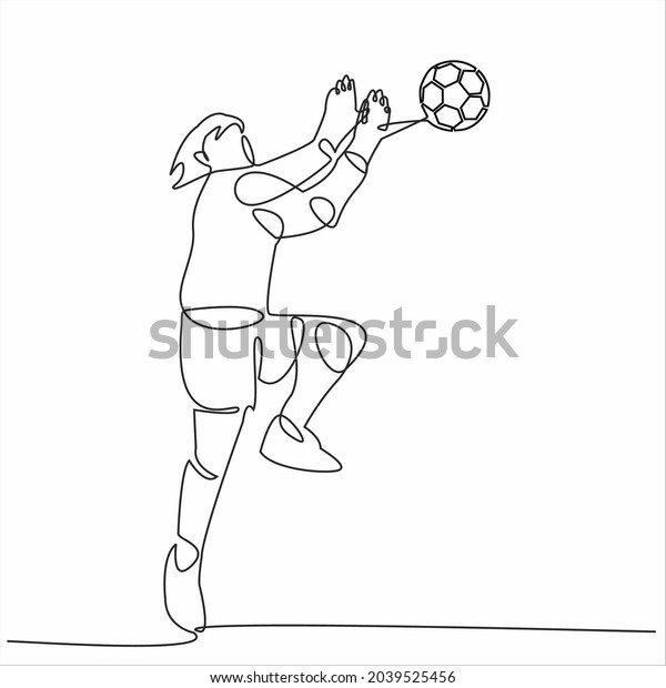 Continuous Line Drawing Illustration Showing Soccer Stock Vector ...