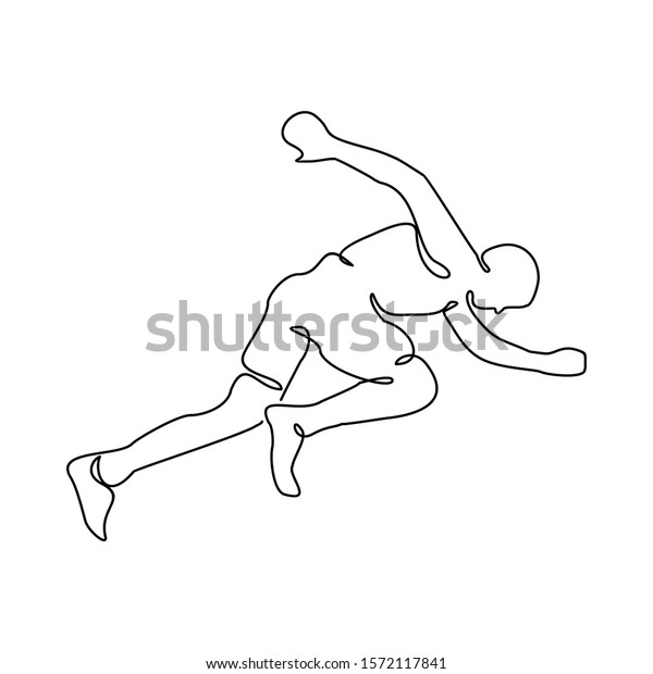 Continuous line drawing. Illustration shows a the running girl. Continuous line drawing. Illustration shows a the running girl.