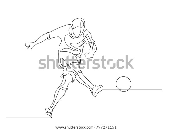 Continuous Line Drawing Illustration Shows Football Stock Vector ...