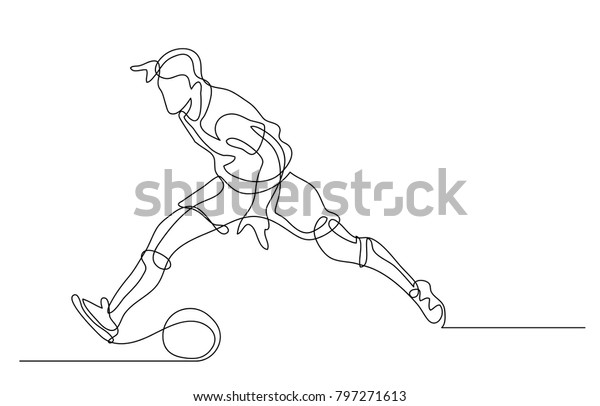Continuous Line Drawing Illustration Shows Football Stock Vector ...