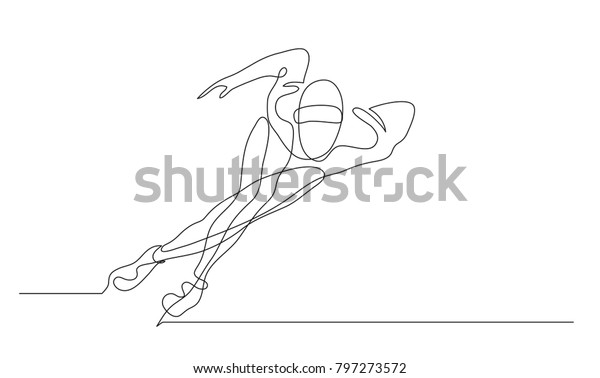 Continuous Line Drawing Illustration Shows Sportsman Stock Vector ... Continuous Line Drawing Illustration Shows Sportsman Stock Vector ...