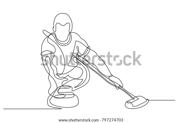 Continuous Line Drawing Illustration Shows Athlete Stock Vector ...