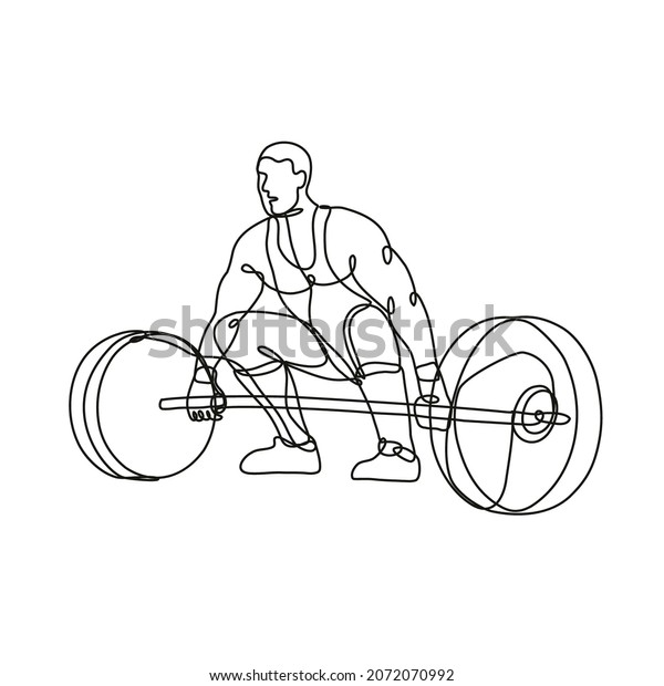 Continuous Line Drawing Illustration Weightlifter Lifting Stock Vector ...