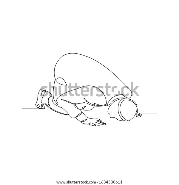 Continuous Line Drawing Islamic Muslim Man Stock Vector (Royalty Free ...