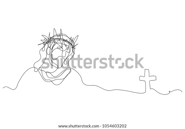 Continuous line drawing of Jesus Christ vector illustration