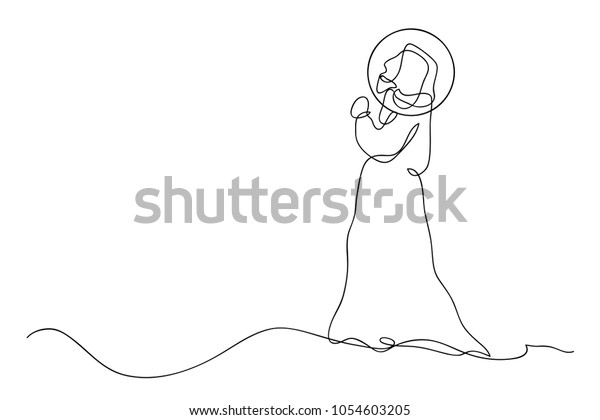 Continuous Line Drawing Jesus Christ Vector Stock Vector (Royalty Free ...