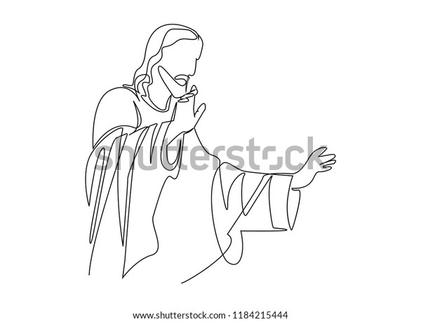 Continuous Line Drawing Jesus Christ Vector: vetor stock (livre de ...
