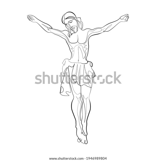 Continuous Line Drawing Jesus Christ Vector: เวกเตอร์สต็อก (ปลอดค่า ...