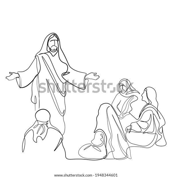 Continuous Line Drawing Jesus Christ Vector: เวกเตอร์สต็อก (ปลอดค่า ...