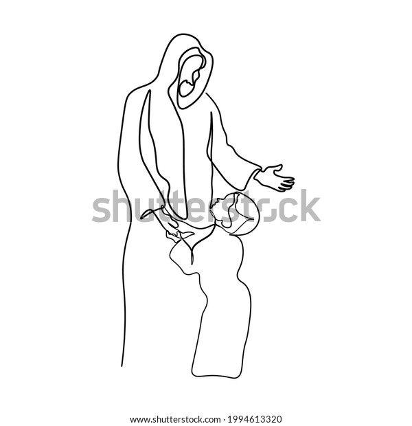 Continuous Line Drawing Jesus Christ Vector Stock Vector (Royalty Free ...