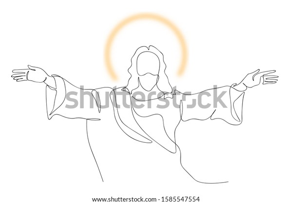 continuous line drawing of Jesus Drawing simple lines.