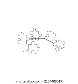 Continuous Line Drawing Jigsaw Puzzle Illustration Stock Vector ...