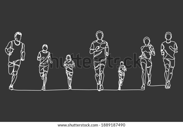 Continuous Line Drawing Jogging Concept Fitness Stock Vector (Royalty ...